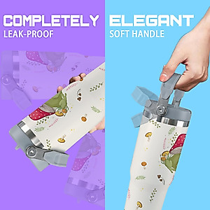 Unyopsa Frog Tumbler with Straw 30oz Insulated Mushroom Tumbler with Lid Cute Mugs Cup with Handle Frog Gifts for Women