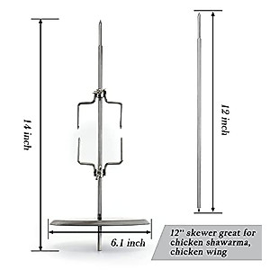 YOOYIST Vertical Skewer for al Pastor Stainless Steel Removable Barbecue Skewers , Brazilian BBQ Skewer Stand Grilling Meat Spit for Steak, Whole Chickens, Whole Fish, Shawarma and Large Meat