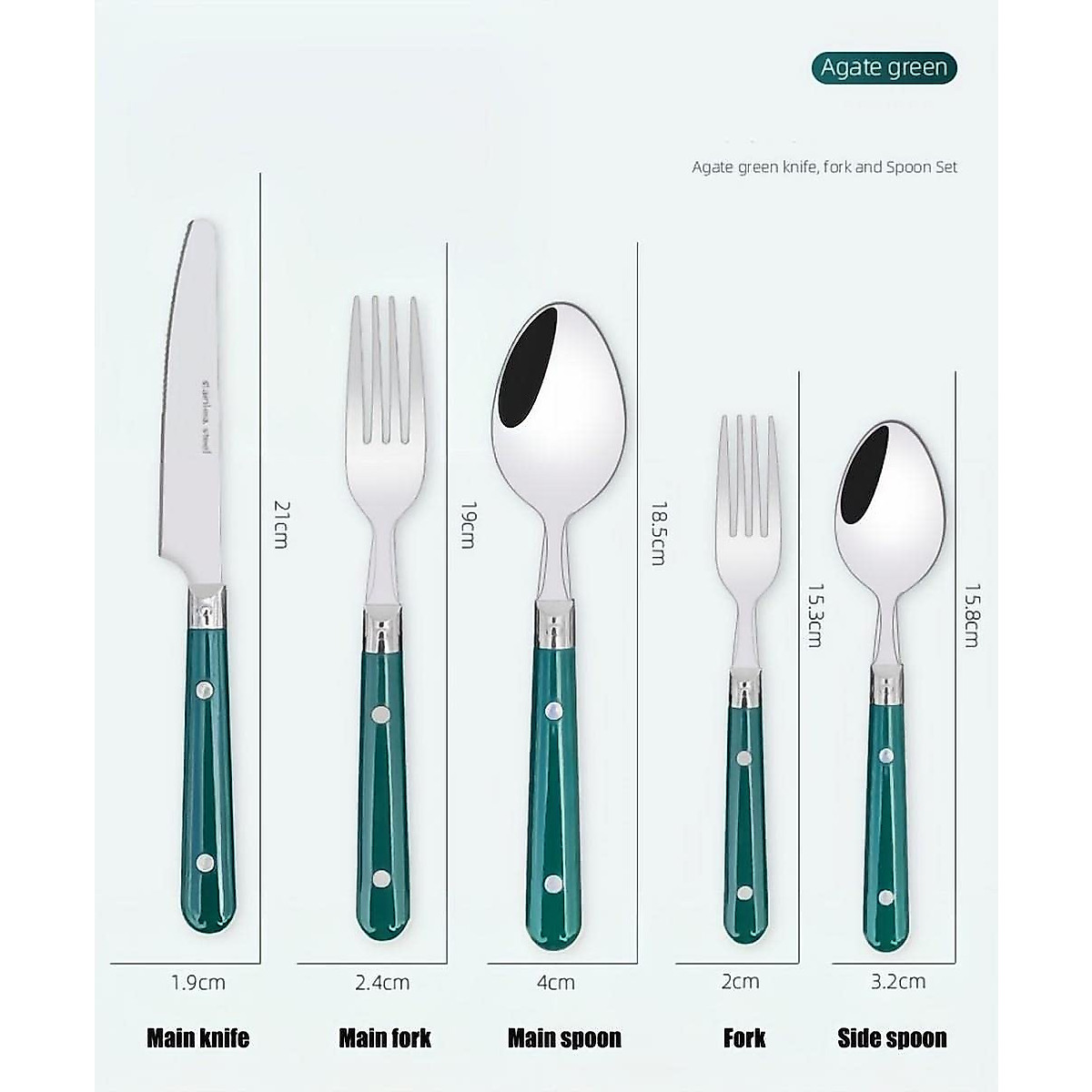 20-Piece Set-304 Thickened Stainless Steel Silverware Cutlery Set Steak Knife And Fork Spoon Dessert Tea Spoon Fruit Fork (Blue)