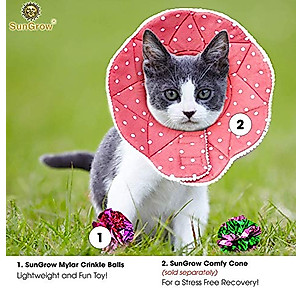 SunGrow Cat Crinkle Balls, 1.5-2 Inches, Lightweight, Ideal for Kittens and Adult Cats, Multicolor, 12 Pcs per Pack