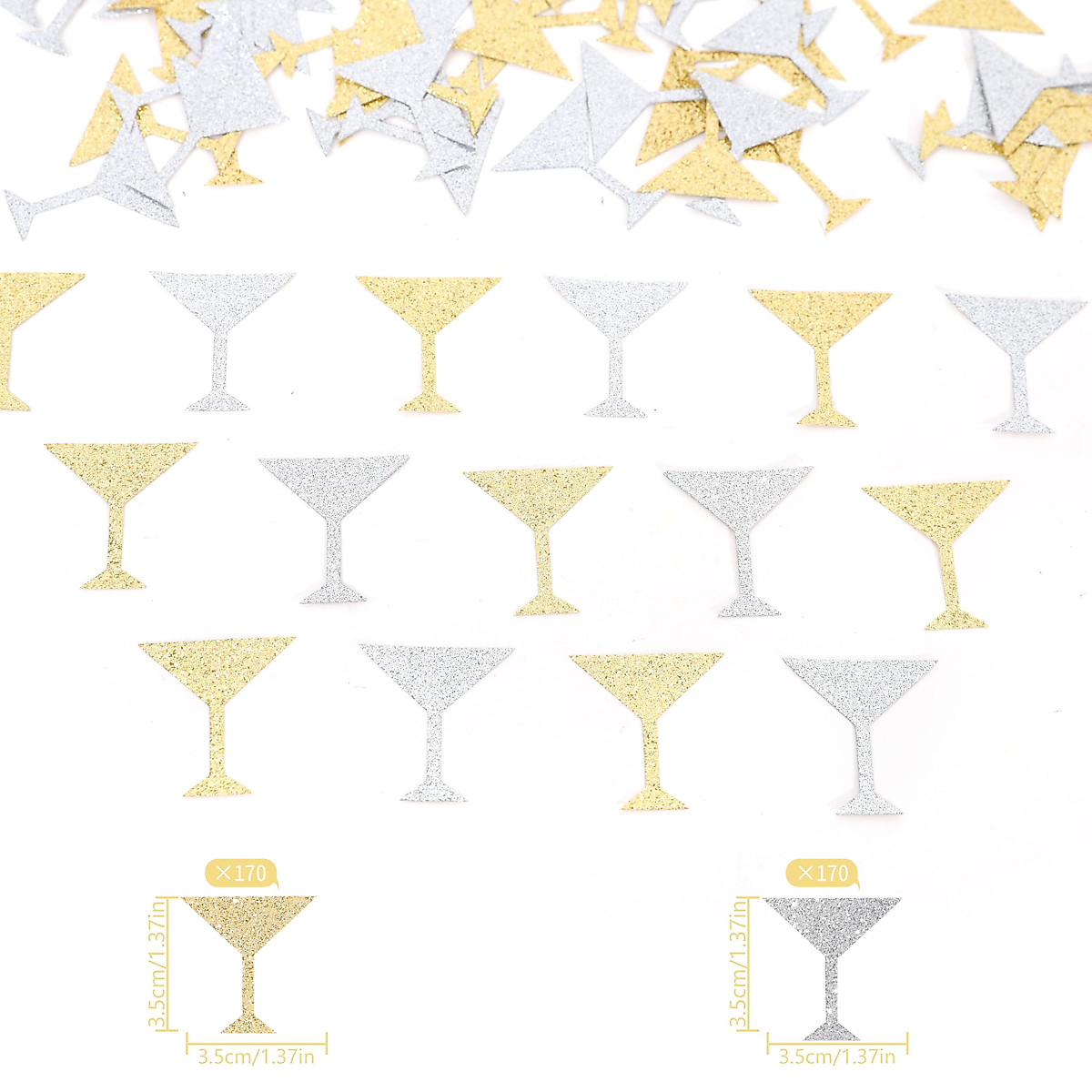 Glitter Wine Glass Table Confetti - Cocktail Party Confetti, Funny Birthday Party Paper Scatters, Wedding Festival/Bridal Shower Party Table Decoration (Wine Glass Confetti)