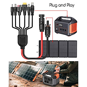 PNYZIK Upgraded 6-in-1 Solar Connector Kit for Portable Motors and Solar Panels/Motors, 100CM Universal Solar Adapter Connecting Harness with Female and Male Connectors, 1 Pc