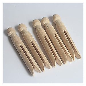 A+TTXH+L Wooden Clothes Pegs 50pcs 11cm Natural Wood Dolly Peg Traditional Dolly Style Wooden Clothes Pegs Dolly Clothespins Round Wooden Clothes Pins Crafts