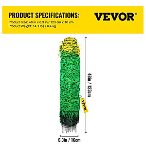 VEVOR Electric Fence Netting, 42.5" H x 164' L, PE Net Fencing with 14 Posts Double Spiked, Utility Portable Mesh for Goats, Sheep, Lambs, Deer, Hogs, Dogs, Used in Backyards, Farms and Ranches, Green