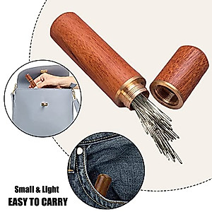 Sewing Needles Large Eye Hand Sewing - 25 Pieces Embroidery Needles for Hand Sewing,Hand Sewing Needles,Large Eye Sewing Needles with Wooden Needle Case Carving Pattern - YAWALL