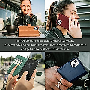 TUCCH Case for iPhone 13 Wallet Case, PU Leather Flip Folio Case with [Shockproof TPU Inner Shell], RFID Blocking Card Holder Kickstand Phone Cover Compatible with iPhone 13 6.1-inch 2021, Black