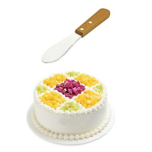 YIKANGHENG Cheese Spreaders with Wooden Handle, 2 Pcs 8 Inch Stainless Steel Butter Knife for Cheese, Cake, Cream and Bread (2)