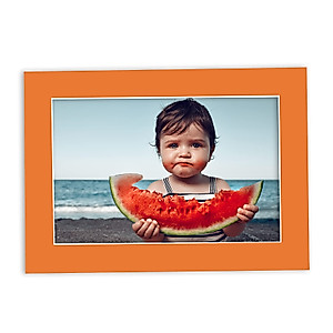 8x16 Mat Bevel Cut for 6x12 Photos - Acid Free Orange Precut Matboard With Backing Board and Crystal Clear, Self Seal Photo Mat Bag - For Pictures, Photos, Framing - 4-ply Thickness