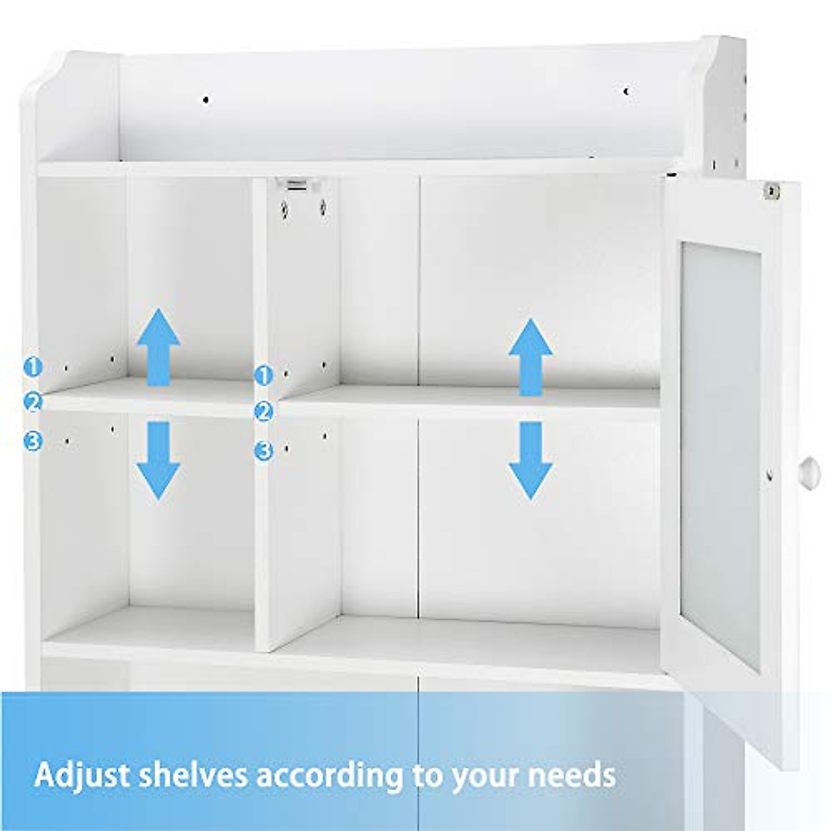 JungleA Over The Toilet Storage Wooden Cabinet Space Saver Bathroom Organizer for Home Bathroom Linens Toiletry White