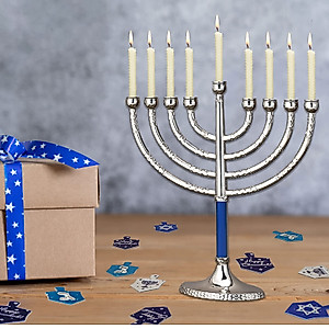 Rite Lite Judaica Hand Rolled Honeycomb Beeswax Hanukkah Candles, 45 Count Chanukah Menorah Gifts, Jewish Holiday Party Favors Candleholder (Natural)