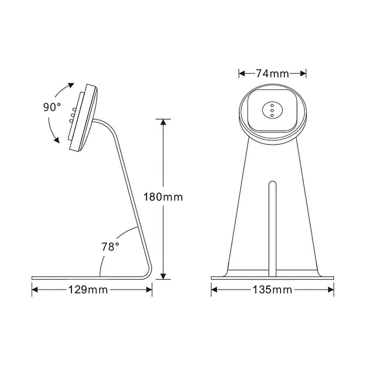 EMONITA Magnetic iPad Stand with 360° Adjustable Rotatable Charging Port iPad Cases - Silver