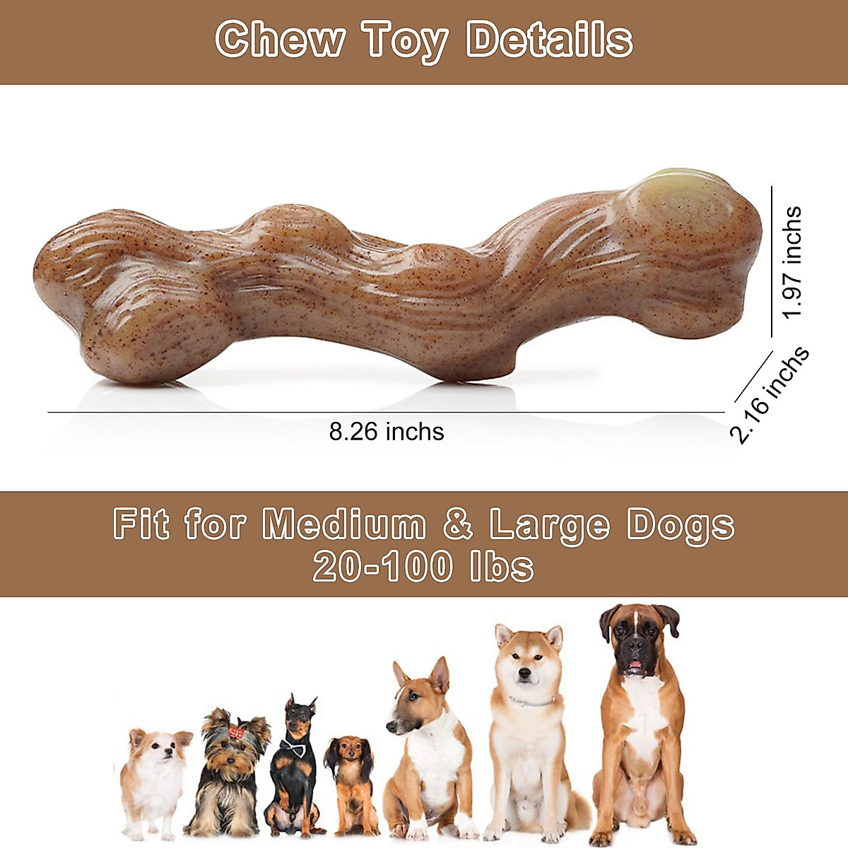 Liangmall Dog Chew Toys for Aggressive Chewers, Nylon Tough Dog Toy with Real Beef Flavored, Indestructible Dog Toys for Medium/Large Breeds
