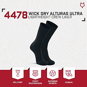 Fox River Standard Wick Dry Auras Ultra-Lightweight Liner Crew Socks, Black, X-Large