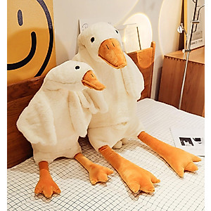 Bacmaze Goose Stuffed Animal Plush Pillow Big Duck Plushies Doll Cute Toy Goose Plush Xmas Gifts 20'' (19.7 inch, White Goose)