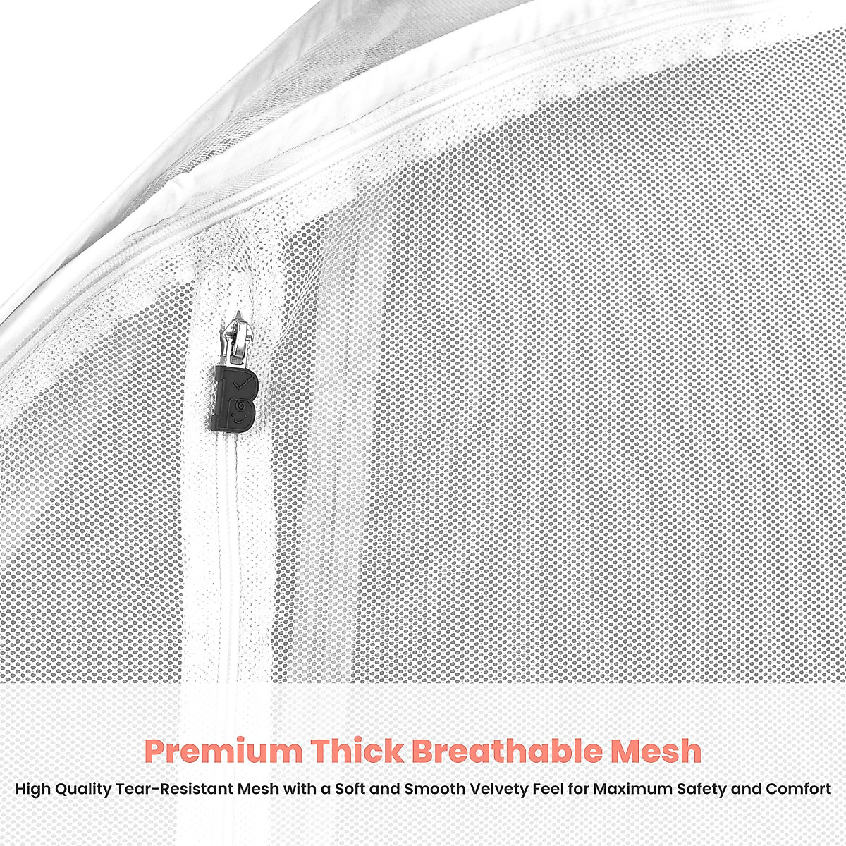 Crib Tent by Pro Baby Safety - Crib Topper Net with Viewing Window – See Through Soft Silky Mesh - Zippered Safety Top for Mosquito Bites and Falling Protection for Infant