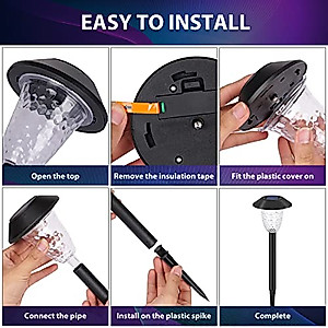 Gisanty Solar Pathway Lights, 12 Pack Solar Garden Lights，IP44 Solar Outdoor Waterproof Lights Cold White Light Auto ON/Off Solar Powered Landscape Lights Decoration for Patio，Walkway，Yard，Driveway