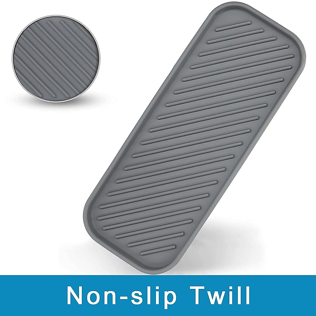 ERISED Sponge Holder for Kitchen Sink 9x3.5 Silicone Kitchen Sink Organizer for Sponge,Soap Dispenser,Kitchen Brush and Other Kitchen Accessories Bathroom Sink Organizer Soap Dishes Gray 2 Pack