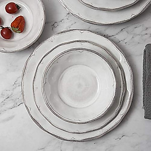 Melamine Dishes Dinnerware Sets - 12pcs Melamine Dinner Plates, Salad Plates and Bowls, for Everyday Use