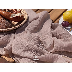 Vitalizart Cheesecloth Table Runner 10 Ft Gauze Boho Fabric Rustic Tan Cheese Cloth Table Runner for Wedding Bridal Shower Birthday Fall Thanskgiving Decoration 120 Inches