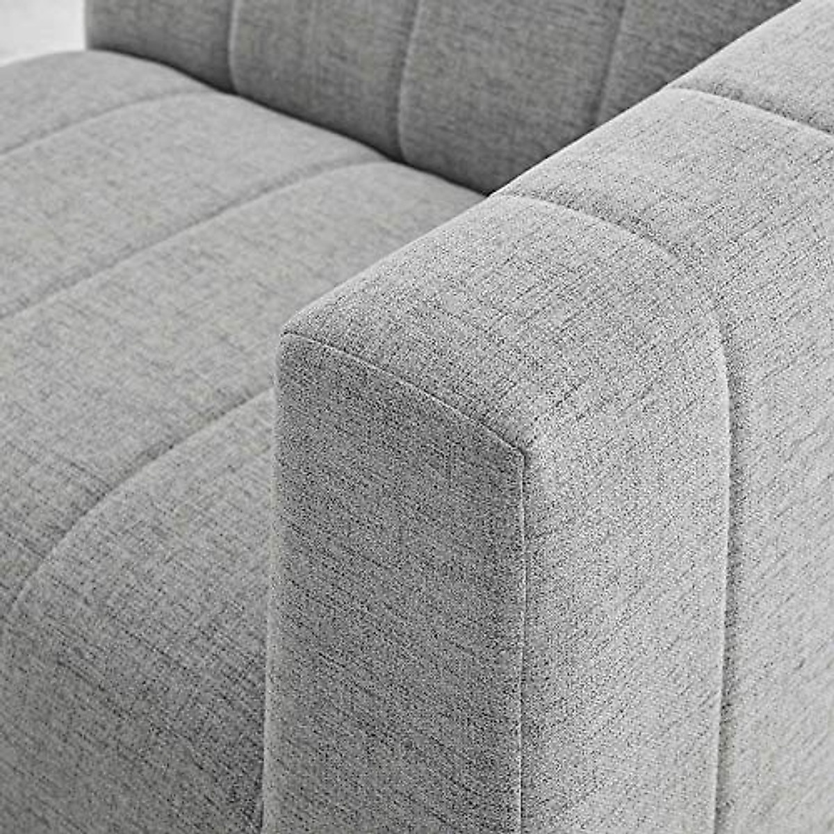 Modway Bartlett Channel Tufted Upholstered Sectional Sofa, 5-Piece L-Shape, Light Gray