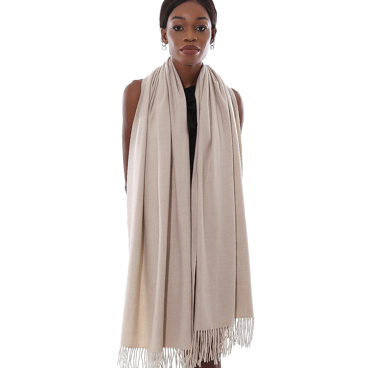 RUI VTRON Womens Winter Scarf Beige Pashmina Shawls and Wraps for Evening Dresses Warm Blanket Scarf for Wedding