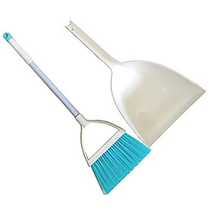Qidiwin Mini Broom&Dustpan, Home&Kitchen Sweeping for Kids(White+Blue)