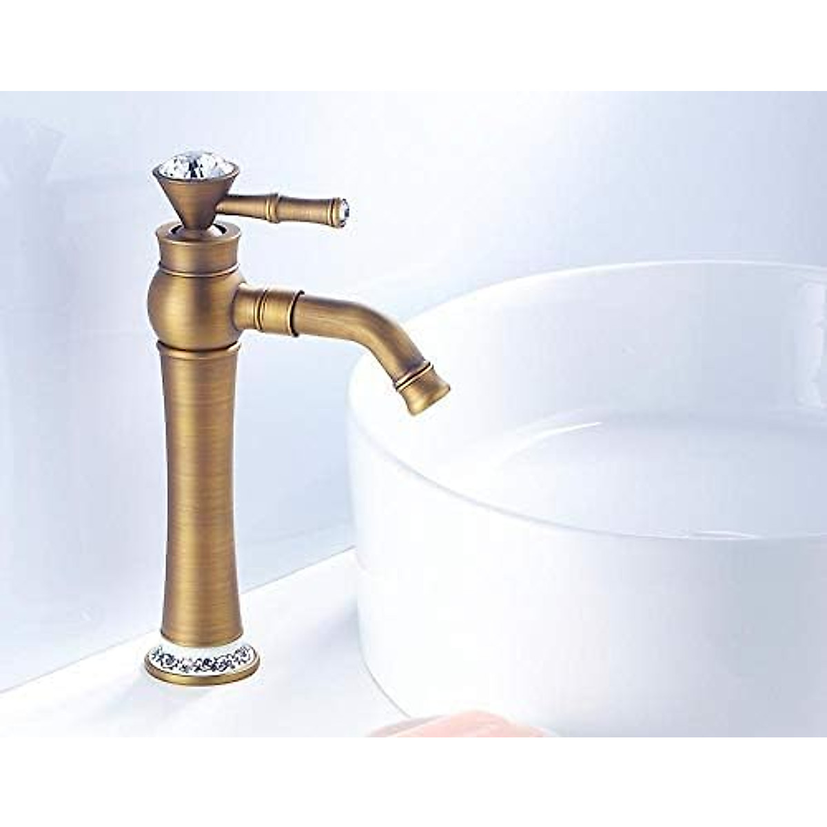 TECKI Kitchen Taps Basin Faucet Brass Bathroom Balcony Vintage Style Single Handle Hot & Cold Water Sink Faucet Bath Accessories