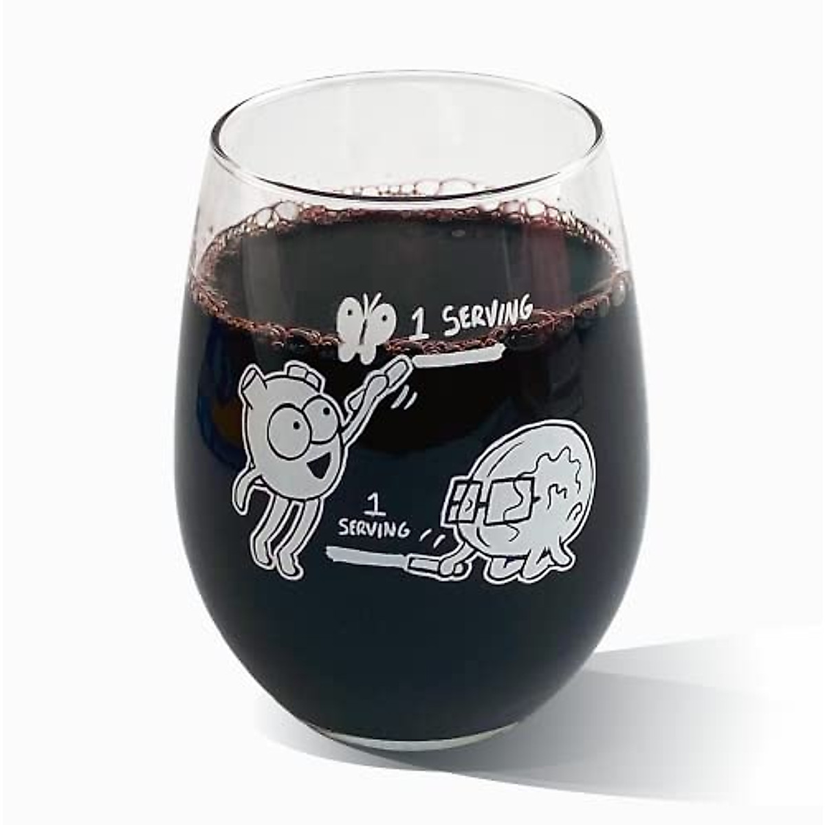 The Awkward Yeti Heart and Brain Wine Funny Serving Size Stemless Wine/Sangria/Cold Brew/Mixed Drink Glass