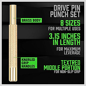 SWANLAKE 8-Piece Brass Punch Set, Removing Repair Tool1/8" - 5/16" Brass Pin Drive Punch Set