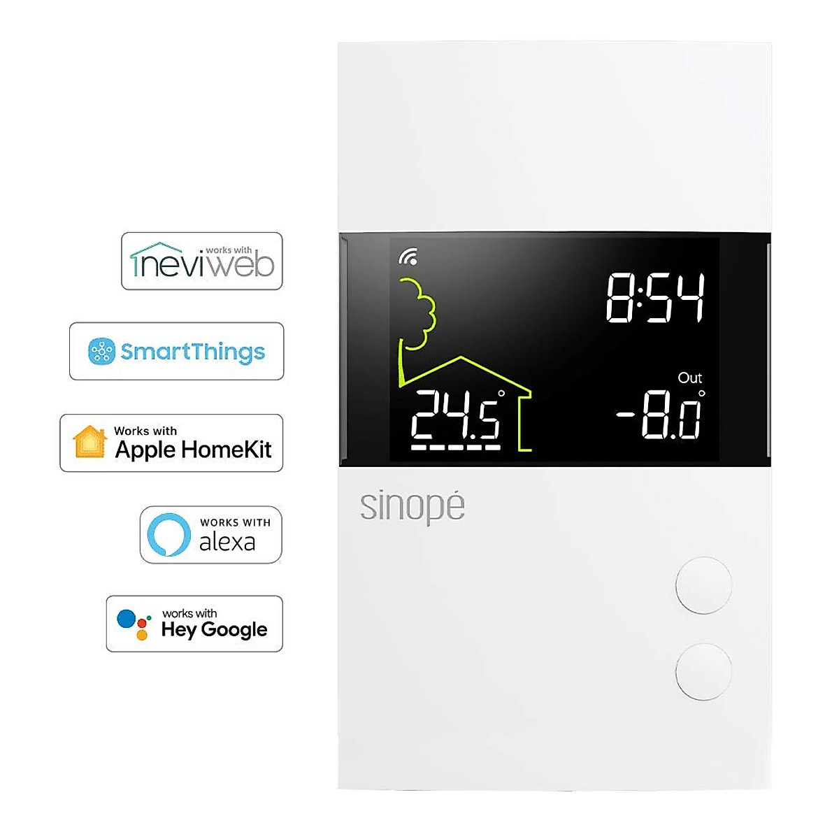 Sinopé Smart Low Voltage Thermostat TH1400WF (Compatible with Amazon Alexa) 24 V – Wi-Fi