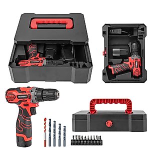 Cordless Power Drill Set, 16.8V Electric Drill Driver Kit, Cordless Power with Battery and Charger,3/8" Keyless Chuck, 2 Variable Speed, 2-Variable Speed Power Drill Kit for Father's Day