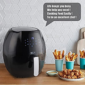 DELM Air Fryer Electric Hot Oven Oilless Cooker LED Touch Digital Screen with 8 Cooking Functions, Airfryer Preheat and Shake Reminder, Nonstick Basket,deep fryer xl digital, 6.3 QT-Black,beginners recipes included!