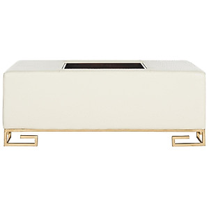 Safavieh Home Collection Julian Faux Ostrich Cream Tray Ottoman