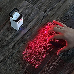 Heartbeat Laser Projection Keyboard, Bluetooth Virtual Keyboard with Keyboard/Mouse/Mobile Power/Mobile Bracket, Wireless Wired Connection Keyboard for Windows/iOS/Android