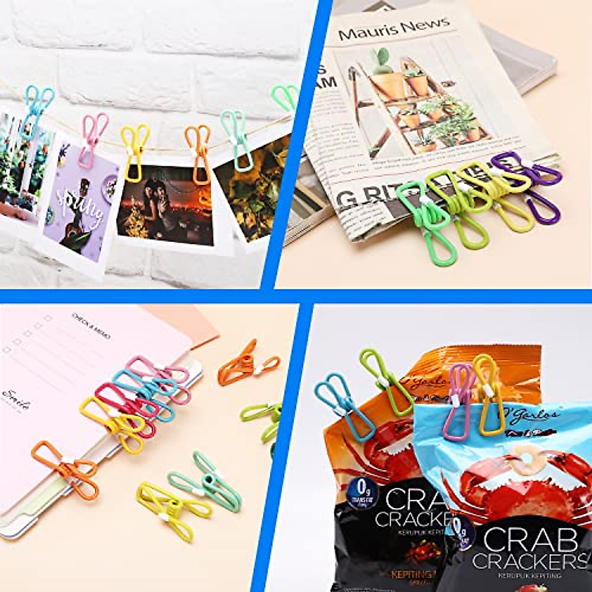 Chip Clips, Chip Clips Bag Clips Food Clips, Bag Clips for Food, Chip Bag Clip, Food Clips, PVC-Coated Clips for Food Packages, Paper Clips, Clothes Pin（Mixed Colors 30 PCs）