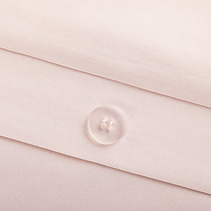 SERTA Simply Clean Ultra Soft Hypoallergenic Stain Resistant 3 Piece Solid Duvet Cover Set, Blush, Full/Queen