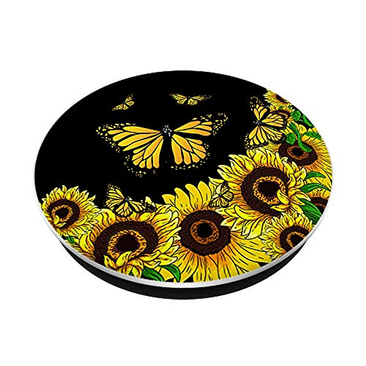Yellow Flower Floral Butterflies Florist Butterfly Sunflower PopSockets PopGrip: Swappable Grip for Phones & Tablets