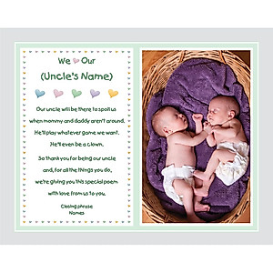 Sweet Uncle Personalized Poem from Niece or Nephew, 8x10 Inch Print with Names and Photo