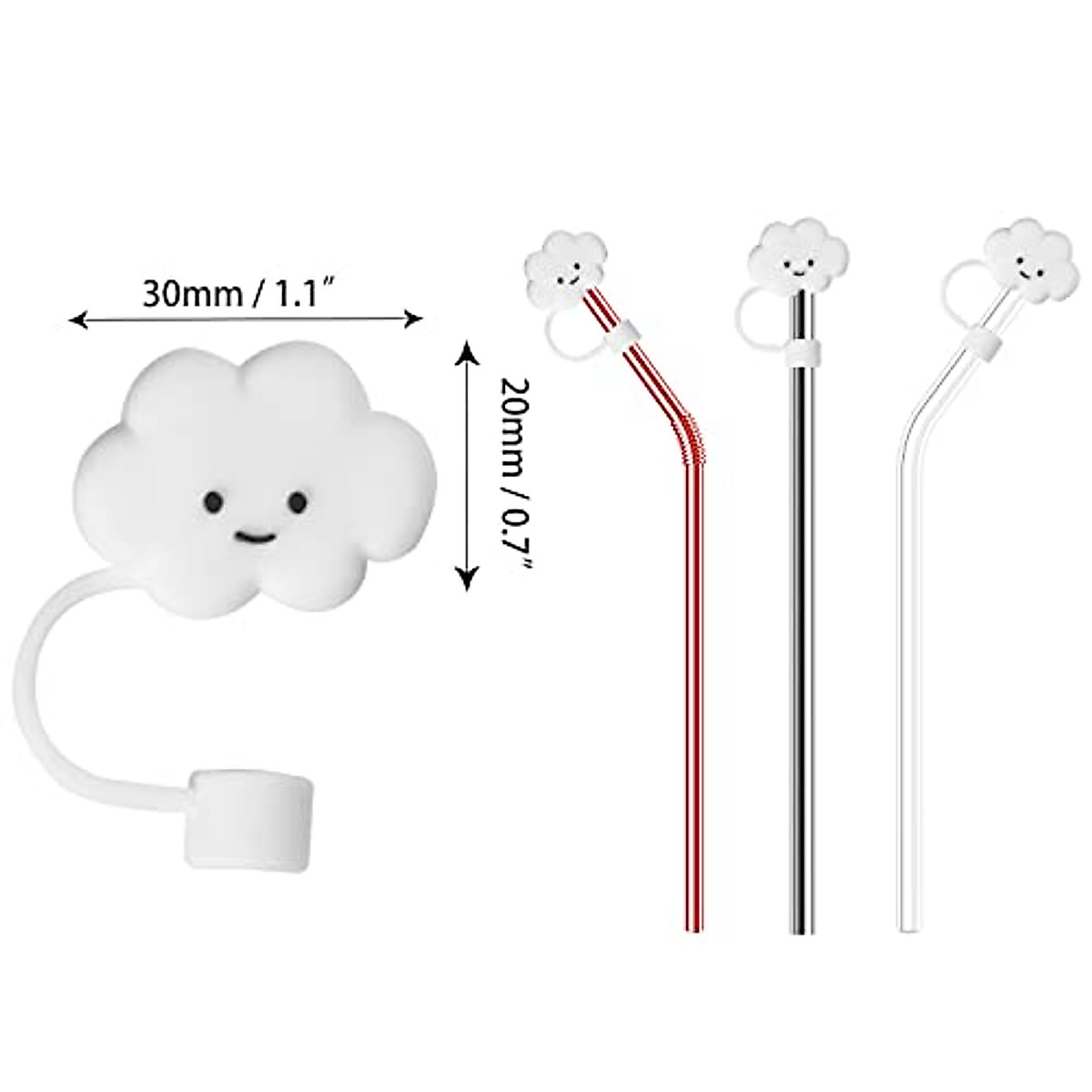 4 Pack Compatible with Stanley 30&40 Oz Tumbler, 10mm Cloud Shape Straw Covers Cap, Silicone Reusable Straw Covers, Anti-dust Silicone Straw Cover, Cloud Shape Straw Covers for 10mm Straws
