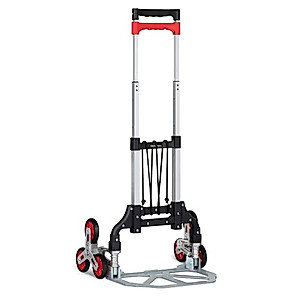 Magshion Folding Hand Truck, Aluminum Alloy Portable Folding Stair Climber Dolly with 3-Wheeled Stair Climber Load Capacity 154LBS for Home, Office and Travel Use (Black)