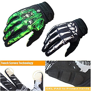 BRZSACR Skeleton Cycling Gloves Motorcycles Gloves Off-Road Vehicle MTB, Bicycle Gloves Shock Absorption Non-Slip Touch Screen Design,for Various Outdoor Sports (XL, White)