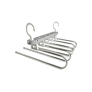 5 Tier Multi-Functional Space Saving Pants Hangers for Hanging Pants, Scarfs, Belts, Shirts, Etc. (Multiple Colors) (Grey)