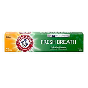 ARM & HAMMER Advanced White Breath Freshening Toothpaste-, One 6oz Tube, Winter Mint- Fluoride Toothpaste (Packaging May Vary)