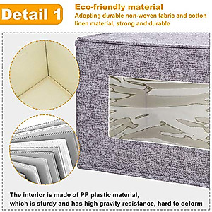 Corodo Storage Bins with Lids, 2 Pack Storage Box, Foldable Organizer Bins with Handles and Clear Window (Grey, 15x10x10inch, 25L)