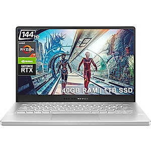 asus ROG Zephyrus Gaming Laptop, 14" FHD 144HZ Display, AMD Ryzen 7 5800HS(Up to 4.4 GHz), NVIDIA GeForce RTX 3060 Graphics, 40GB RAM, 1TB SSD, Bluetooth, WiFi 6, Windows 11 Home