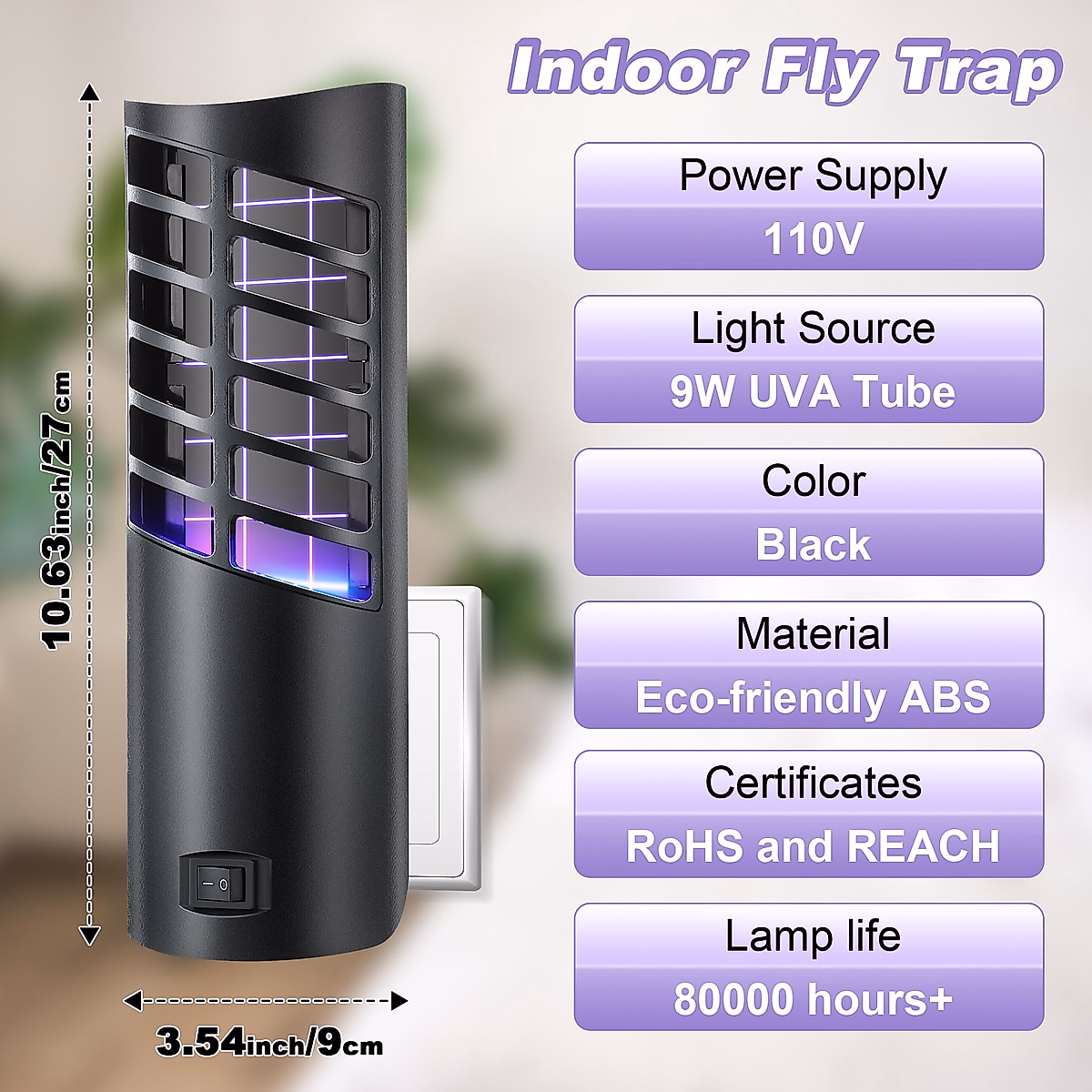 Qualirey Flying Insect Trap (1 Device 10 Sticky Boards), Fruit Fly Traps for Indoors with UV Light, Insect Zapper for Fruit Flies Mosquito, Indoor Fly Catcher for Home Office(2 Pack)
