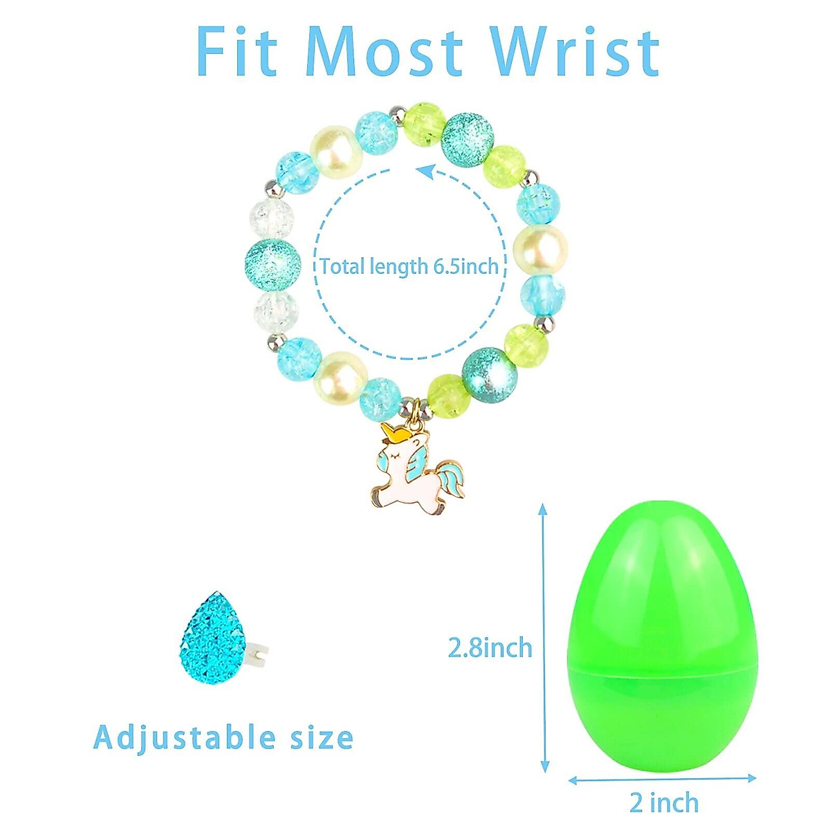 Easter Basket Stuffers for Girls Toddler Teens Prefilled Easter Eggs Fillers with 6 Pack of Beads Bracelet and Ring Inside Easter Gifts Filled Plastic Easter Eggs Stuffers Kids Easter Toys