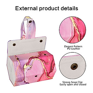 MEGREZ 6 Slots Sunglasses Organizer Box, PU Leather Foldable Eyeglasses Case, Portable Sunglasses Case for Multiple Glasses, Sunglasses Holder for Travel, Pink-marble Pattern