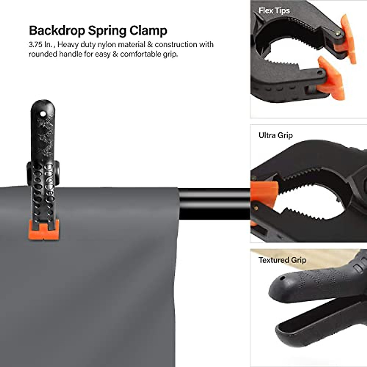 LimoStudio 9 feet X 13 feet Professional Photography Background Gray Color, Dimension, Backdrop Muslin with 3 Heavy Duty Spring Clip Clamp, Gray Canvas, Chromakey Screen, AGG2331