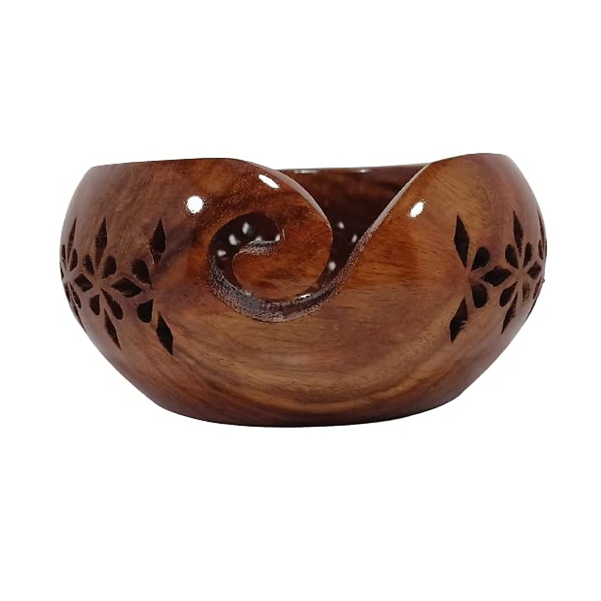 Handmade Wooden Yarn Bowl - Rosewood Crafted Beautiful Yarn Bowl for Knitting and Crochet Yarn (Large)